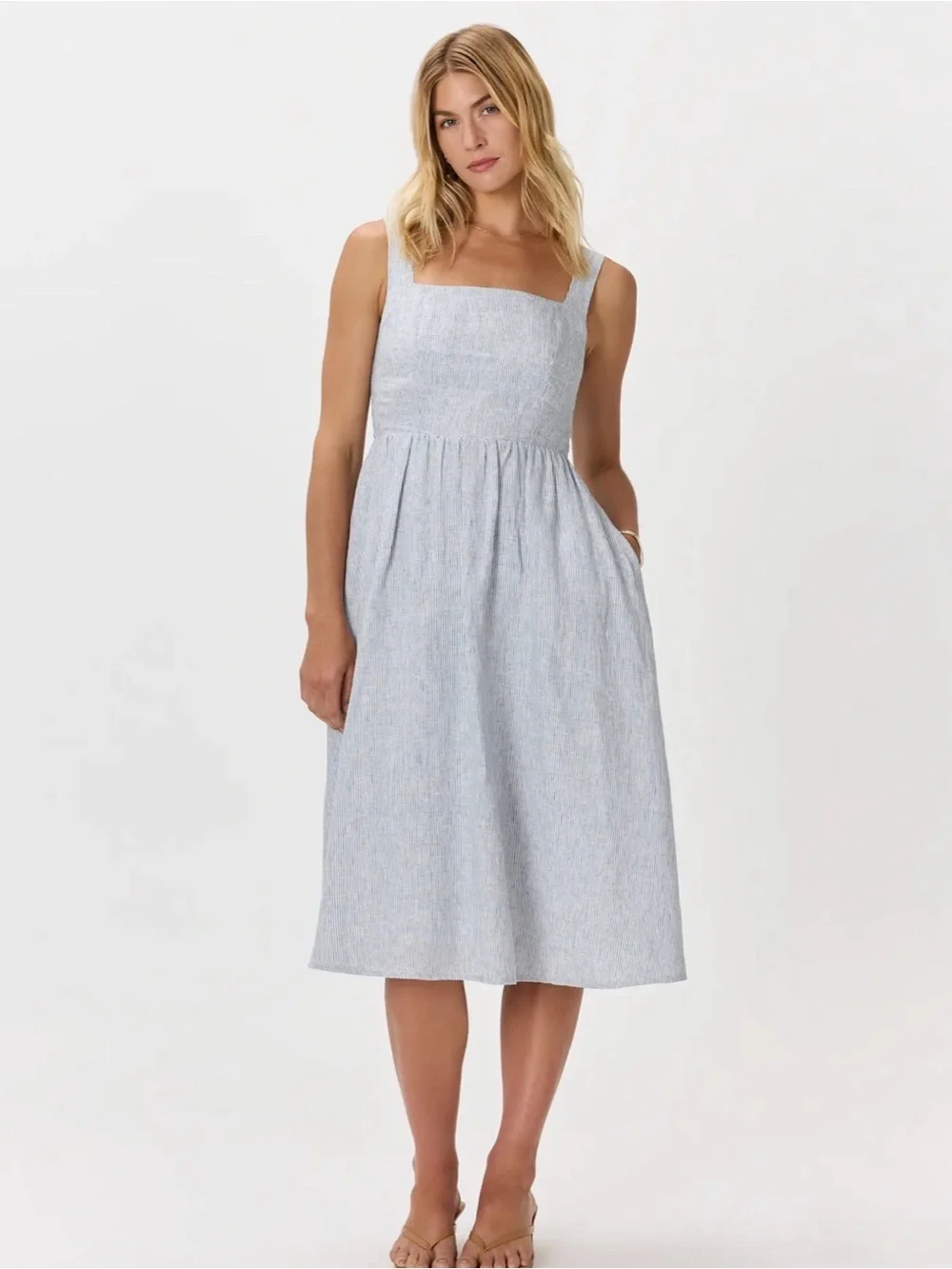 Quince | Dresses | 0 European Linen Fit Flare Midi Dress | Poshmark